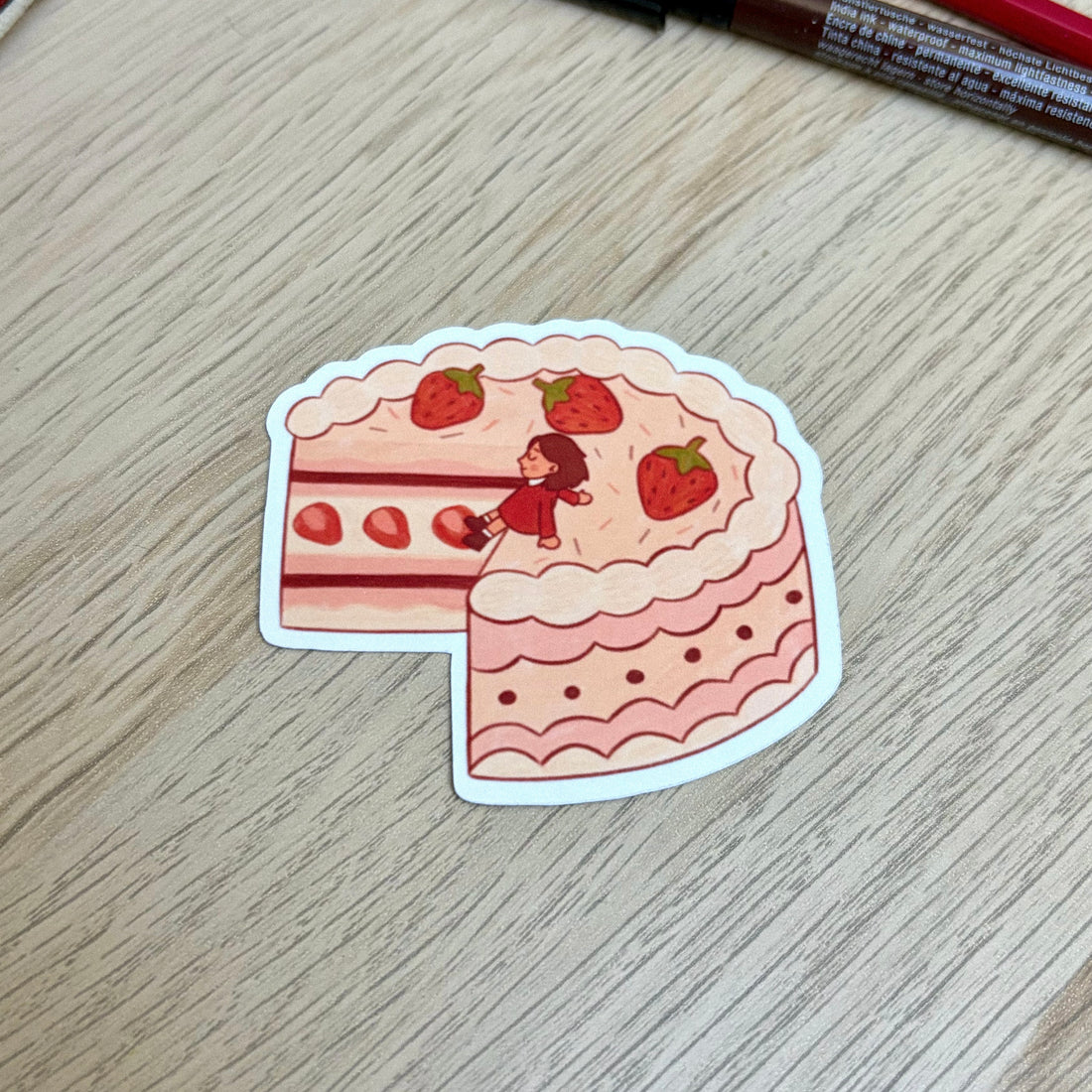 Strawberry Cake Sticker – KoniStudio
