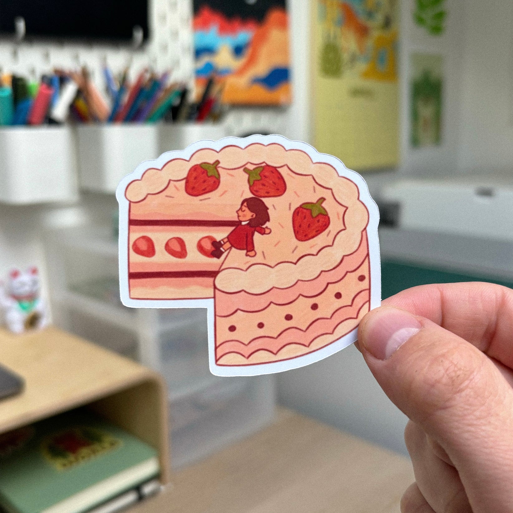 Strawberry Cake Sticker – KoniStudio